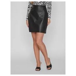 Lederimitatrock Vila "VIDAGMAR HW COATED SKIRT - NOOS", Damen, Gr. 44, schwarz, Web, Obermaterial: 100% Polyester, unifarben, regular fit kurz, R&ouml;cke