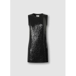 Midikleid Pepe Jeans "ELAINE DRESS", Damen, Gr. XS, N-Gr, 999schwarz, Web, Obermaterial: 76% Polyester, 17% Polyacryl, 7% Wolle, unifarben, k&ouml;rpernah kniefrei, Rundhals, Kleider Midikleid, mit Pailletten, &auml;rmellos
