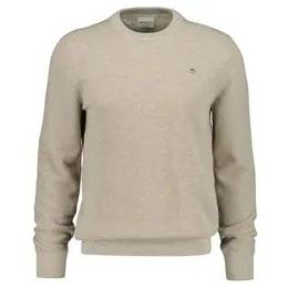 Sweater Gant "Strickpullover MICRO TEXTURED COTTON C-NECK 1er Pack", Herren, Gr. M, beige, Obermaterial: 100% Baumwolle CO., Sweatshirts Sweater