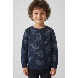 Sweatshirt name it "NMMVARON f&uuml;r Jungen mit Alloverprint und Rippb&uuml;ndchen", Jungen, Gr. 110, blau (schwarz sapphire), Sweatware, Obermaterial: 100% Baumwolle, bedruckt, normal normal, Rundhals, Rippb&uuml;ndchen, Sweatshirts Sweatshirt, bedruckt, casual, regular fit, Baumwolle, Rundhals