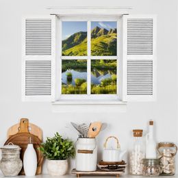 3D Wandtattoo Fl&uuml;gelfenster Blick vom Hirschbichl ins Defereggental Fenster Wandsticker 3D-Optik Wandaufkleber Fenster Ausblick S-XXL 3D-Effekt