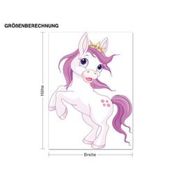 Wandtattoo Kinderzimmer M&auml;dchen Pony mit Krone Prinzessin M&auml;dchenzimmer Wandsticker Tiere Prinzessinnenzimmer Wandaufkleber in S-XXL