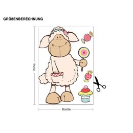 Wandtattoo Kinderzimmer NICI Schaf Jolly Candy Babyzimmer Wandsticker Schaf Baby, Junge & M&auml;dchen Kinder Wandaufkleber in S-XXL Tiere