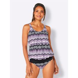 Tankini-Top feel good, Damen, Gr. 44, Cup D, lila (violett, schwarz, bedruckt), Elasthan, Polyamid, Bikini-Oberteile