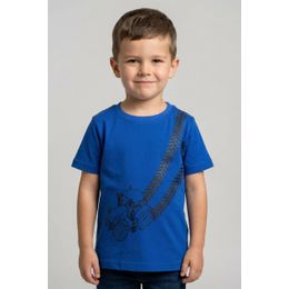 T-Shirt Blue Seven, Jungen, Gr. 98, ocean, Single Jersey, Obermaterial: 100% Baumwolle, bedruckt, unifarben, Basic normal, Rundhals, Shirts T-Shirt, Basic-Passform, mit Druckapplikation, unifarben oder bedruckt