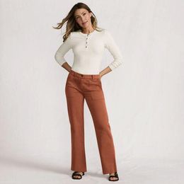 LANDS' END Lange Chino-Hose Mid Waist, Damen,  Orange, Baumwolle/Lyocell (Viskose)/Baumwoll-Mischung, by Lands' End