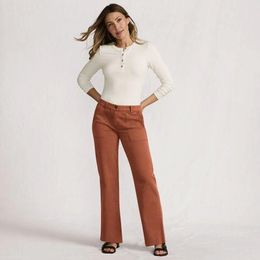 LANDS' END Lange Chino-Hose Mid Waist, Damen,  Orange, Baumwolle/Lyocell (Viskose)/Baumwoll-Mischung, by Lands' End