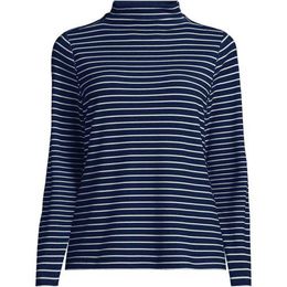 LANDS' END Softes Stehbund-Shirt, Damen,  Blau, Elasthan/Viskose/Viskose-Mischung, by Lands' End