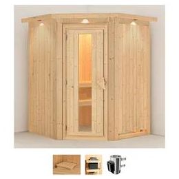 Sauna Karibu "Nanna", beige (naturbelassen), Saunaofen, integrierte Steuerung, 3,6 kW, Saunen, Ofen 3,6 kW intgr. Strg