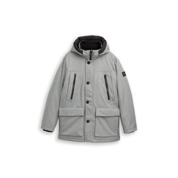 Tom Tailor Herren Arctic Parka mit abnehmbarer Kapuze, grau, Meliert, Gr. XXL