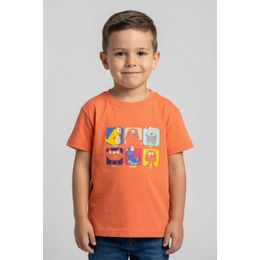 T-Shirt Blue Seven, Jungen, Gr. 104, flamingo, Single Jersey, Obermaterial: 100% Baumwolle, bedruckt, unifarben, Basic normal, Rundhals, Shirts T-Shirt, mit kurzem Arm, mit Druck und unifarben, aus Baumwolle