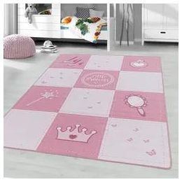 Kinderteppich Ayyildiz TEPPICHE "PLAY 2905", pink, B:100cm H:6mm L:150cm, Polyamid, Teppiche, Kinderteppich, robuster Kurzflor, Prinzessin, Kinderzimmer