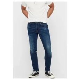 Only & Sons Regular-fit-Jeans ONLY & SONS "ONSWEFT REGULAR MAT DNM NOOS", Herren, Gr. 29, L&auml;nge 32, blau (medium blau denim), Denim/Jeans, Obermaterial: 98% Baumwolle, 2% Elasthan, Abriebeffekte, normal, Jeans