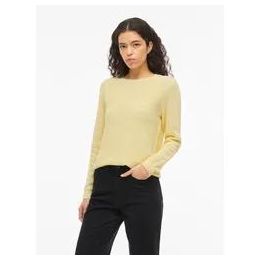 Rundhalspullover Vila "VIDALO O-NECK L/S KNIT TOP- NOOS", Damen, Gr. XXL, pastel gelb, Feinstrick, Obermaterial: 100% Baumwolle, unifarben, regular fit normal, Rundhals, Rippb&uuml;ndchen, Pullover Rundhalspullover, Baumwolle, regular fit