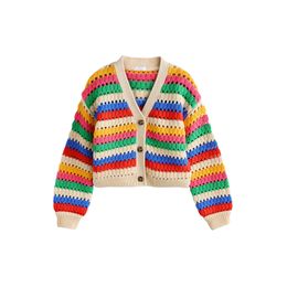 next Strickjacke M&auml;dchen Gr&ouml;&szlig;e 110 creme / navy / dunkelgelb / tanne