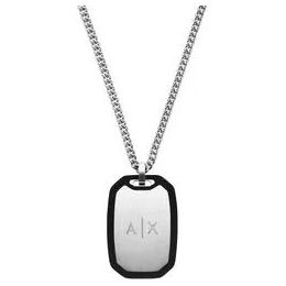Giorgio Armani Kette mit Anh&auml;nger ARMANI EXCHANGE "Schmuck Geschenk Edelstahl, Silikon", edelstahlfarben, schwarz, Halsketten, Herren, Edelstahl Silikon, L: 70 B: 2mm, Edelstahl, Silikon, B:2mm