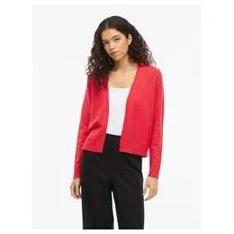 Cardigan Vila "VIRIL SHORT L/S KNIT CARDIGAN-NOOS", Damen, Gr. XXL, hibiscus detail:schwarz melange, Feinstrick, Obermaterial: 50% Viskose, 27% Nylon, 23% Polyester, meliert, regular fit normal, V-Ausschnitt, Rippstrickb&uuml;ndchen, Strickjacken, Materialmix, regular fit