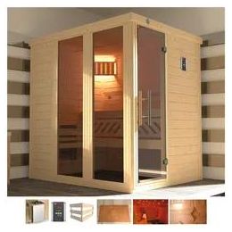 Sauna Weka "Kemi Panorama", beige (naturbelassen), Saunaofen, externe Steuerung, 7,5 kW, Saunen, 7,5 kW Ofen mit ext. Steuerung