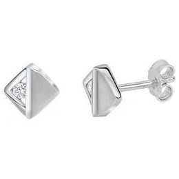 Paar Ohrstecker Firetti "Schmuck Geschenk Silber 925 Ohrschmuck Viereck Quadrat", silber (silberfarben, kristallwei&szlig;, kristallwei&szlig;), Ohrringe, Damen, Silber 925 (Sterlingsilber), mit Zirkonia (synth.)