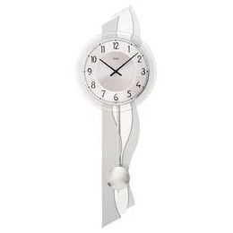 Pendelwanduhr AMS "W7476", silber (silberfarben), Wanduhren, B/H/L: 23cm x 8cm x 64cm, Quarzuhr,Holzgeh&auml;use,Esszimmer,Wohnzimmer,Made in Germany