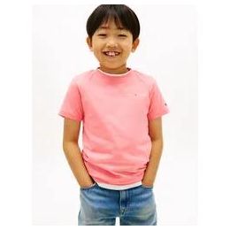 T-Shirt Tommy Hilfiger "MINI CORP T-SHIRT", M&auml;dchen, Gr. 3 (98), tropical blush, Single Jersey, Obermaterial: 100% Baumwolle, unifarben, regular fit normal, Rundhals, abgesteppte Kante, Shirts T-Shirt, Kinder bis 16 Jahre, Rundhals