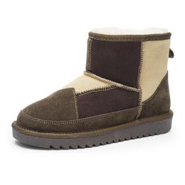 Schlupfboots Ara "Alaska Classic Short", Damen, Gr. 37, sand, cacao, sesam colorblocking classic short, Lammfell, Veloursleder, Schuhe Schlupfboots, Winterboots zum Schlupfen in bequemer Weite G (=weit)