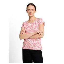 T-Shirt Tom Tailor, Damen, Gr. 3XL, coral pink ginkgo minimal, Jersey, Obermaterial: 100% Baumwolle, bedruckt, regular fit normal, Rundhals, Shirts T-Shirt