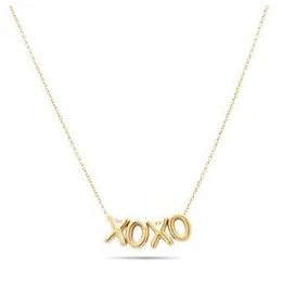 Edelstahlkette ECHTZEIT "Schmuck Geschenk Edelstahl Halskette XOXO Love Letters", gelbgoldfarben, Halsketten, Damen, Edelstahl, L: 45, Edelstahlkette