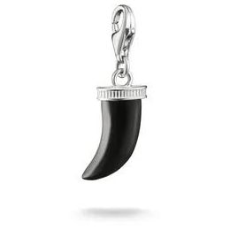Charm-Einh&auml;nger Thomas Sabo "Zahn-Charm - Original", silberfarben, schwarz, schwarz, Charms, Damen, Silber 925 (recycelt), mit T&uuml;rkis-Imitat oder Obsidian
