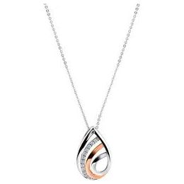 Kette mit Anh&auml;nger Firetti "Schmuck Geschenk Silber 925 Halsschmuck Halskette Ankerkette", rosa (silberfarben, ros&eacute;goldfarben, kristallwei&szlig;), Halsketten, Damen, Silber 925 (Sterlingsilber), L: 45 B: 1mm, mit Zirkonia (synth.), B:1mm