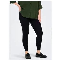 Leggings Only CARMAKOMA "CARTIME LEGGINGS NOOS", Damen, Gr. M (46/48), N-Gr, schwarz, Jersey, Obermaterial: 95% Baumwolle, 5% Elasthan, unifarben, regular fit kn&ouml;chellang, Hosen Leggings