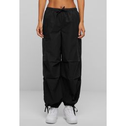 Cargohose Urban Classics "Urban Classics Ladies Cotton Cargo Parashute Pants", Damen, Gr. L, US-Gr&ouml;&szlig;en, schwarz, 100% Baumwolle, unifarben, loose fit, Hosen Cargohose