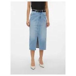 V&eacute;ro Moda Maxirock VERO MODA "VMVERI HR CALF DENIM SKIRT GA NOOS", Damen, Gr. S (36), blau (light blau denim), Denim/Jeans, Obermaterial: 99% Baumwolle, 1% Elasthan, unifarben, regular fit wadenlang, R&ouml;cke Maxirock