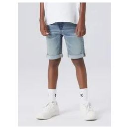 Jeansshorts name it "NKMSILAS SLIM DNM L SHORT", Jungen, Gr. 116, N-Gr, vintage medium blau denim, Denim/Jeans, Obermaterial: 71% Baumwolle, 27% Polyester, 2% Elasthan, unifarben, slim fit kurz, Jeans Jeansshorts, Baumwollmischung, Stretch, Umschlagsaum