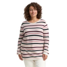 Strickpullover Tom Tailor PLUS, Damen, Gr. 48, rosa (rose ottoman knit), Ottomane, Obermaterial: 100% Baumwolle, unifarben, regular fit taillenbedeckt, U-Boot-Ausschnitt, Pullover Strickpullover, aus Bio-Baumwolle