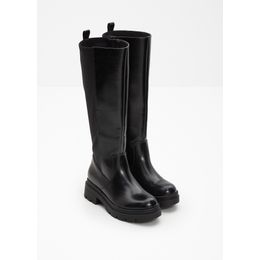 bonprix Stiefel, schwarz, Gr.41, Zeitloser Stiefel mit Elastik-Einsatz f&uuml;r eine angenehme Passform