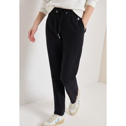 Stoffhose Cecil, Damen, Gr. M, L&auml;nge 30, schwarz, Web, 66% Baumwolle, 30% Polyester, 4% Elasthan, unifarben, comfort fit lang, Hosen Stoffhose, Middle Waist