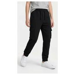 Sweathose name it "NKMOLLIE CARGO PANT BRU NOOS", Jungen, Gr. 128, N-Gr, schwarz, Sweatware, Obermaterial: 60% Baumwolle, 40% Polyester, unifarben, loose fit normal, Hosen Sweathose
