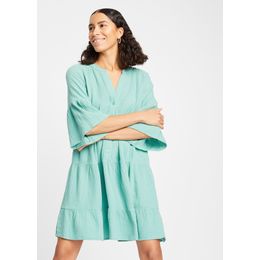 bonprix Tunika-Kleid aus reiner Baumwolle, gr&uuml;n, Gr.48, Tunika-Kleid in Musselin-Material, aus Musselin