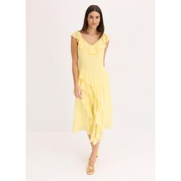 bonprix Chiffonkleid mit Tr&auml;gern und Volants, gelb, Gr.32, Romantisch und modern: Abendkleid aus feinem Chiffon mit Stufen-Volants
