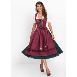 bonprix Dirndl mit bestickter Satin-Sch&uuml;rze (2-tlg.Set), rot, Gr.38, Elegantes Dirndl mit Ketten-Detail