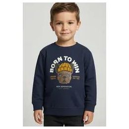 Sweatshirt name it "NMMRIGUNA LS NREG SWEAT BRU BOX", Jungen, Gr. 104, navy blazer, Sweatware, Obermaterial: 95% Baumwolle, 5% Elasthan, bedruckt, Rundhals, Sweatshirts Sweatshirt