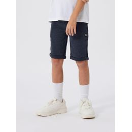 Sweatshorts name it "NKMVIMO SWE SHORTS BRU NOOS", Jungen, Gr. 98, N-Gr, blau (schwarz sapphir), Sweatware, Obermaterial: 60% Baumwolle, 40% Polyester, unifarben, regular fit kurz, Hosen Sweatshorts, Baumwollmischung, Umschlagsaum, Rei&szlig;verschlusstaschen
