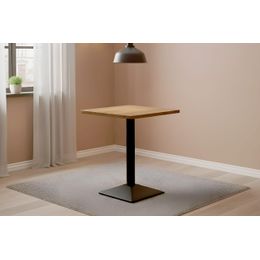 Bistrotisch eckig Runde Kante 70 x 70 cm Akazienholz natur massiv S&auml;ulengestell-eckig schwarz EMILE