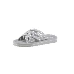Badepantolette Classic Basics, Damen, Gr. 39, grau (hellgrau), Synthetik, Schuhe Pantolette