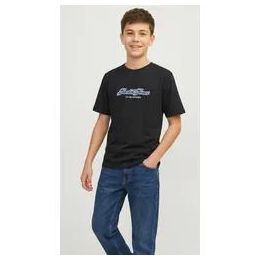 Jack & Jones T-Shirt JACK & JONES JUNIOR "JORCATSKILLS TEE SS CN FST JNR", Jungen, Gr. 128, schwarz, Single Jersey, Obermaterial: 100% Baumwolle, bedruckt, regular fit normal, Rundhals, Shirts T-Shirt