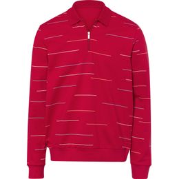 Herren Sweatshirt im Ringel-Look rot-bedruckt, Gr&ouml;&szlig;e 52/54