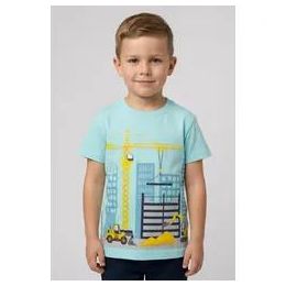 T-Shirt Blue Seven, Jungen, Gr. 98, aqua, Single Jersey, Obermaterial: 100% Baumwolle, bedruckt, unifarben, Basic normal, Rundhals, Shirts T-Shirt, Basic Passform, ohne Verschluss, unifarben oder mit Druck