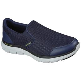 Slip-On Sneaker Skechers "FLEX ADVANTAGE 4.0", Herren, Gr. 41, blau (navy), Synthetik, Textil, Schuhe Modernsneaker Sneaker low, Slipper, Schhlupfschuh, Komfortschuh mit Air Cooled Memory Foam, Topseller