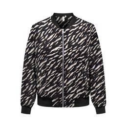 Bomberjacke Only CARMAKOMA "CARLUX LIFE LS BOMBER JACKET NOOS", Damen, Gr. 48, brush aop:noos derifting zebra, Web, Obermaterial: 97% Polyester, 3% Elasthan, bedruckt, regular fit normal, B&uuml;ndchen, Jacken Bomberjacke, Materialmix, regular fit